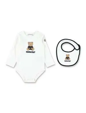 Moncler Baby Bodysuit And Bib White