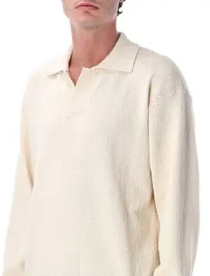 ROBERTO COLLINA Long-sleeve Polo With Textured Knit - Beige