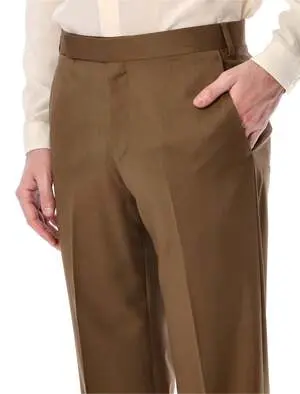 LARDINI Stretch Crepe Gabardine Trousers - Brown