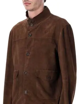 SWORD 6644 Perforated Suede Jacket - Dark Brown