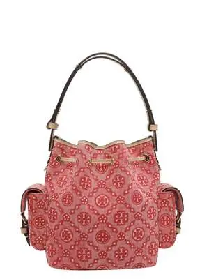 Tory Burch T Monogram Bucket Bag - Red