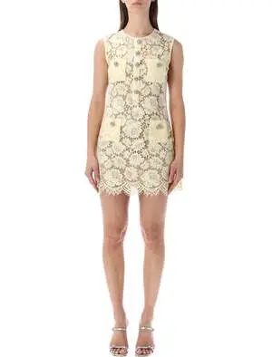 SELF-PORTRAIT Lace Mini Dress - Yellow