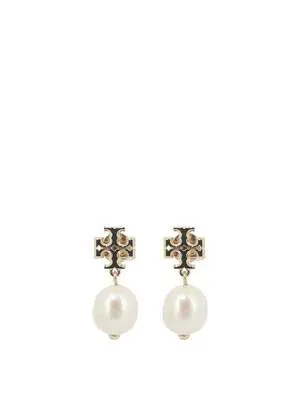 Tory Burch Brass And Pearl Earrings - Gold