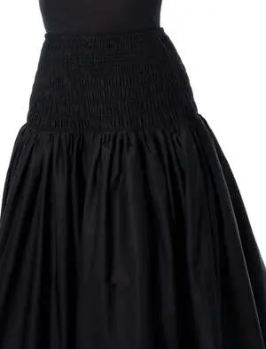 SELF-PORTRAIT Cotton Poplin Midi Skirt