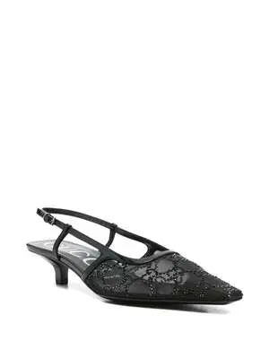 Gucci Crystal Embellished Slingback Pumps - Black