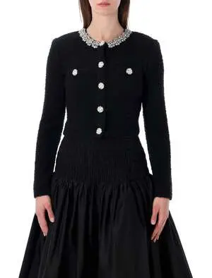 SELF-PORTRAIT Crystal Embellished Cardigan - Black