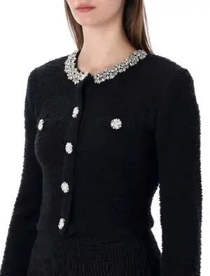 SELF-PORTRAIT Crystal Embellished Cardigan - Black