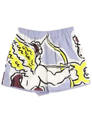 Tory Burch Printed Cotton Blend Shorts - Multicolour