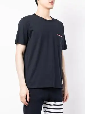 Thom Browne Ss Rwb Pocket Tee In Medium Weight Jersey Cotton - Navy