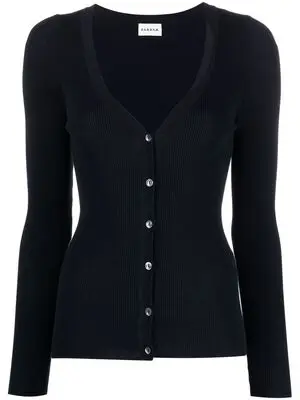 PAROSH Ribbed Knit V-neck Cardigan