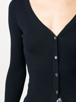 PAROSH Ribbed Knit V-neck Cardigan