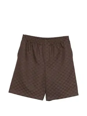 Gucci Gg Linen Blend Shorts - Brown