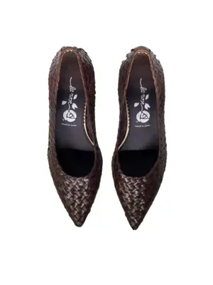 LA ROSE Carol Woven Pumps - Cafe