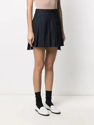 Thom Browne Thigh-length Dropped Back Pleated Skirt - Navy