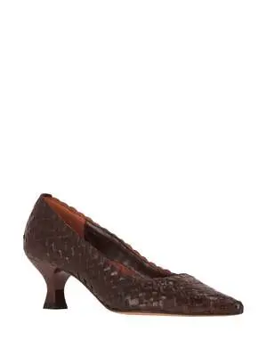 LA ROSE Carol Wooden Pumps - Cafe