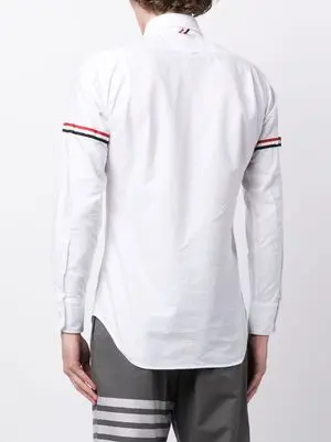 Thom Browne Classic Long Sleeve Button Down Point Collar Shirt W/ Gg Armband In Oxford - White