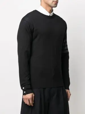 Thom Browne 4-bar Stripe Merino Wool Pullover - Black