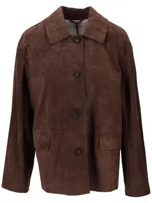 Max Mara Lambskin Leather Giacca - Marrone