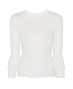Rick Owens Cropped Ribbed Long Sleeve Top - Milk