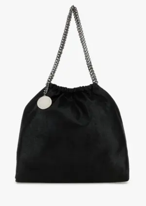 Stella McCartney Falabella Medium Drawstring Eco Shaggy Deer Bag - Black