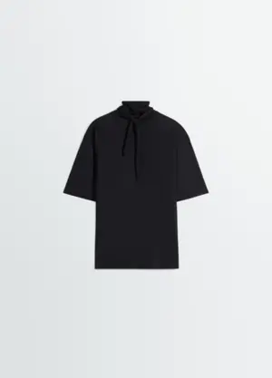 LEMAIRE T-shirt With Tie Neck - Black