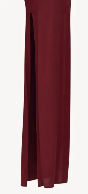 Saint Laurent Long Slit Dress With Short Sleeves - Rouille