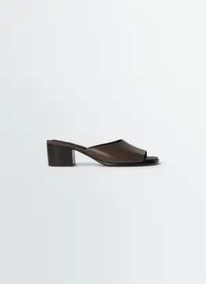 LEMAIRE Square Heeled Mules 55 - Dark Brown