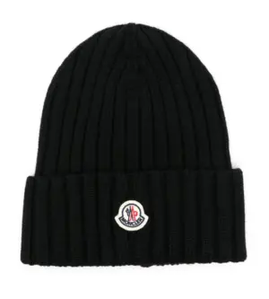 Moncler Ribbed Beanie - Black