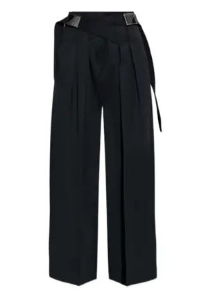 Attico Long Pant In Wool Gabardine - Black