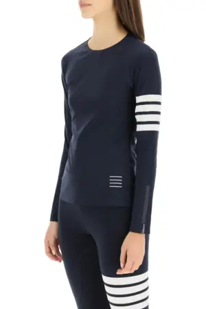 Thom Browne Compression Tee With 4-bar Detail - Navy