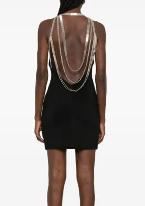 Attico Mini Ponte Jersey Dress With Chain Detail