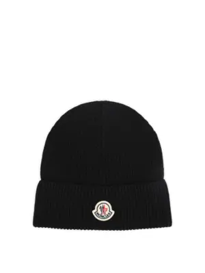 Moncler Ribbed Beanie - Black