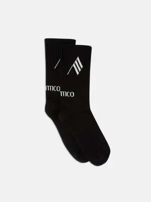 Attico Cotton Logo Socks - Black/white
