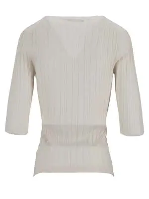 LA ROSE V-neck Cashmere And Silk Top - Cream