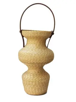LA ROSE Raffia And Leather Vase