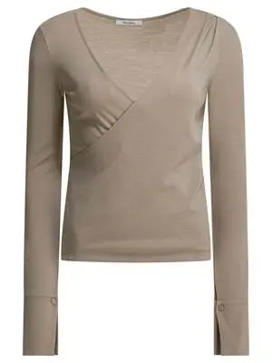 Max Mara Pure Virgin Wool V-neck Sweater - Beige