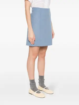 PAROSH High-waist Wool Mini Skirt - Azzurro