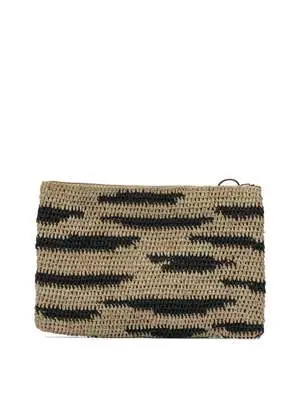 IBELIV Raffia And Leather Clutch - White