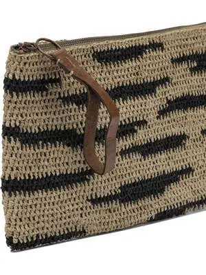 IBELIV Raffia And Leather Clutch - White
