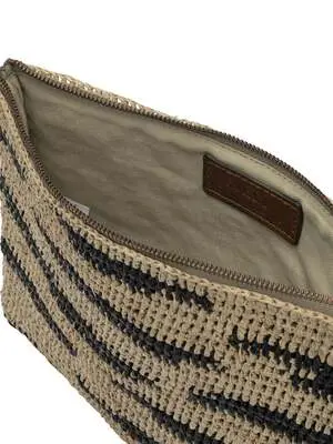 IBELIV Raffia And Leather Clutch - White