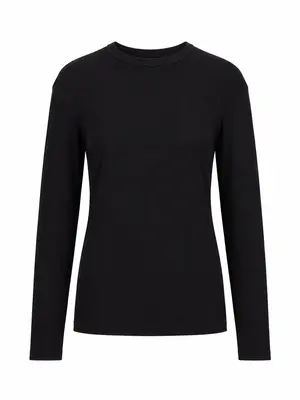 LA ROSE Long Sleeve Ribbed T-shirt - Black