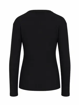 LA ROSE Long Sleeve Ribbed T-shirt - Black