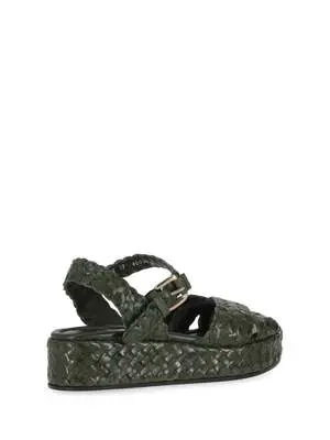 LA ROSE Intreccio Zeppa Sandal - Musgo