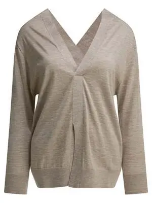 SA SU PHI Cashmere V-neck Sweater - Beige