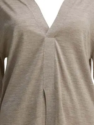 SA SU PHI Cashmere V-neck Sweater - Beige