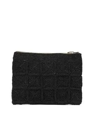 IBELIV Raffia And Leather Clutch - Black