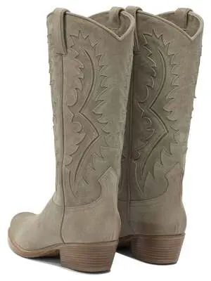 Sartore Leather Cowboy Boots - Beige