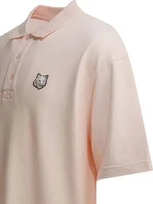 Maison Kitsuné Fox Head' Polo Shirt With Buttons - Pink