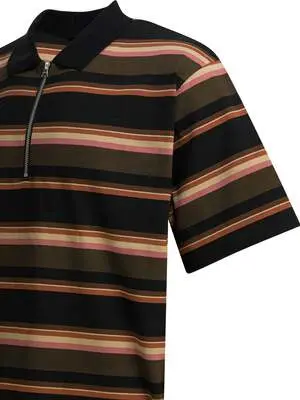 Sacai Striped Buttonless Polo Shirt - Blue
