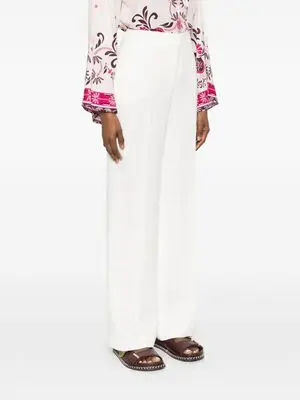 VIA MASINI 80 Wide-leg Linen Trousers - Ivory